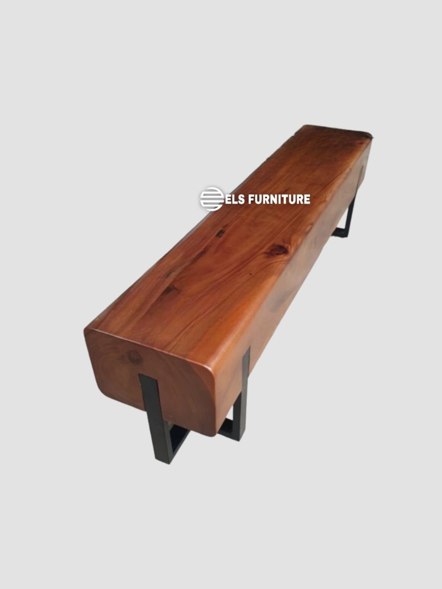 Kursi Bangku Kayu Solid Utuh Kaki Besi Bench Balok - Els Furniture Toko ...